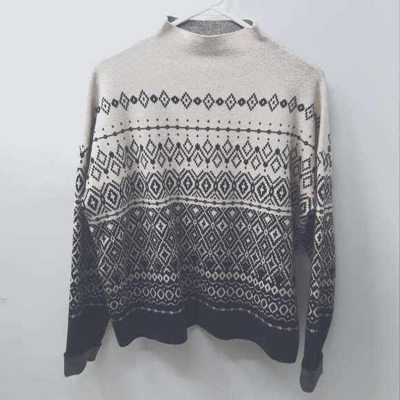 Joie | Sweaters | Joie Fair Isle Mock Neck Cropped Sweater Large | Poshmark
